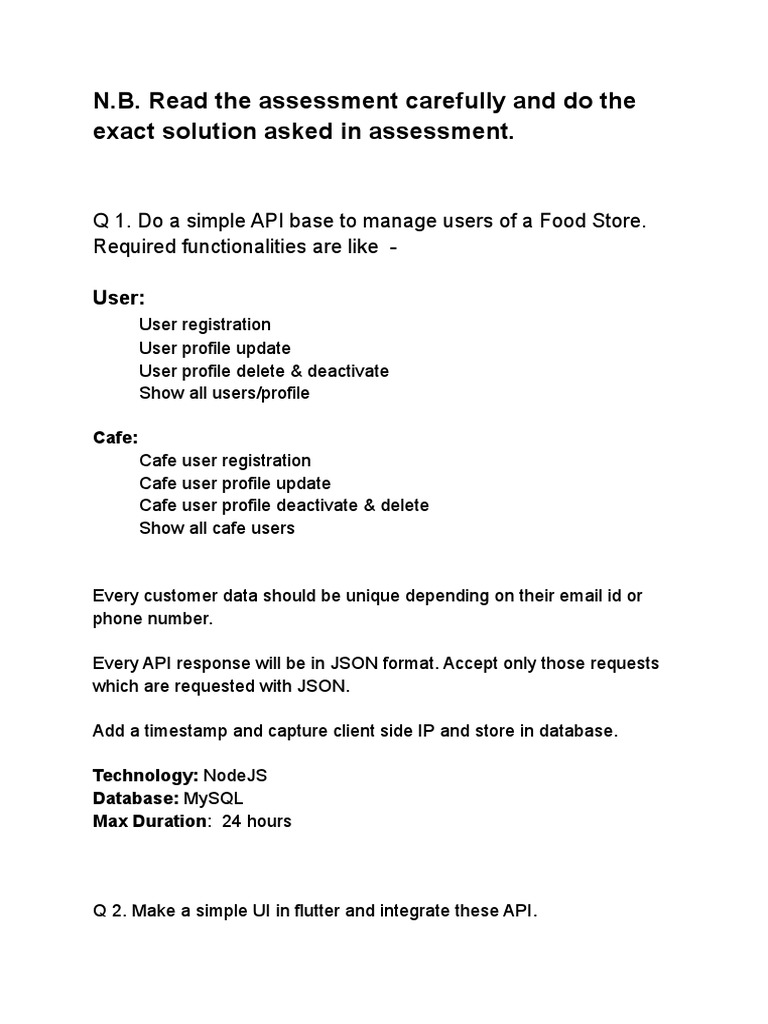 Flutter Backend With API - Assessment - CEHPOINT | PDF | Computers