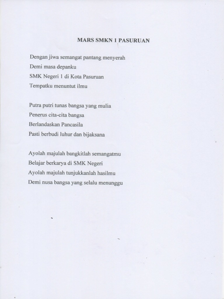 Mars SMK Negeri 1 Pasuruan | PDF
