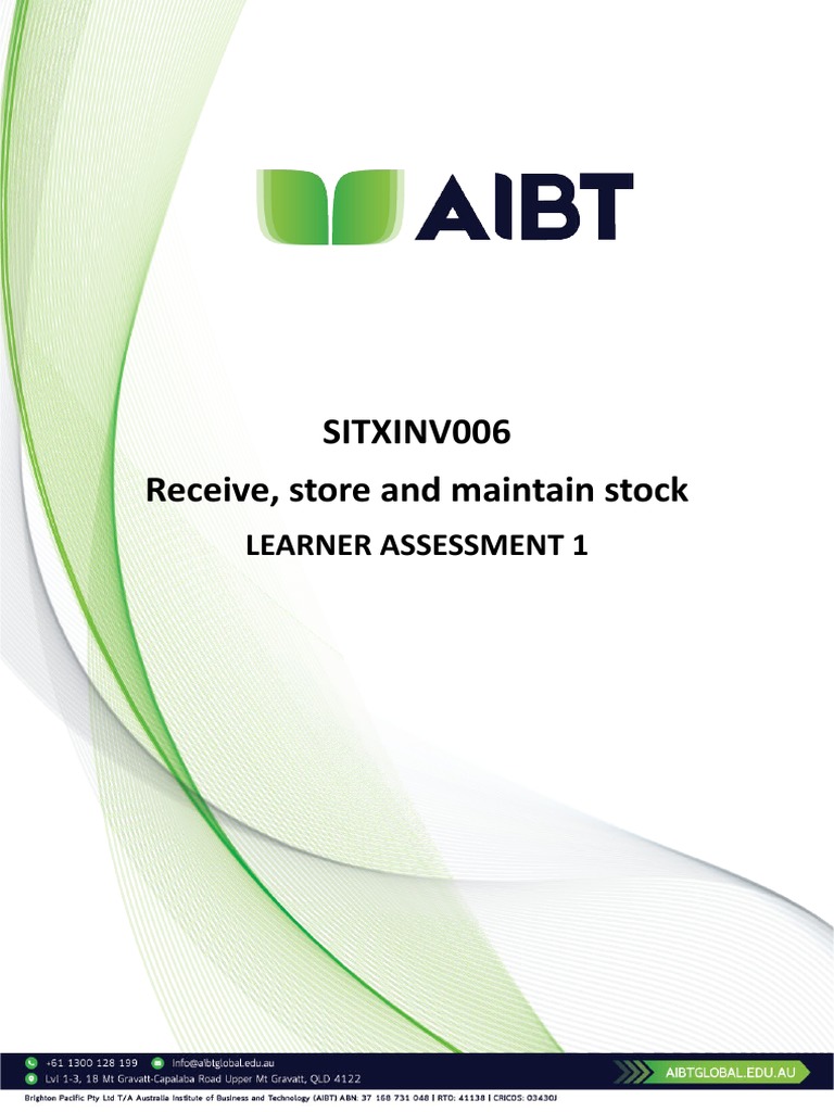 AIBT SITXINV006-Assessment 1 Learner Workbook | PDF | Refrigerator ...