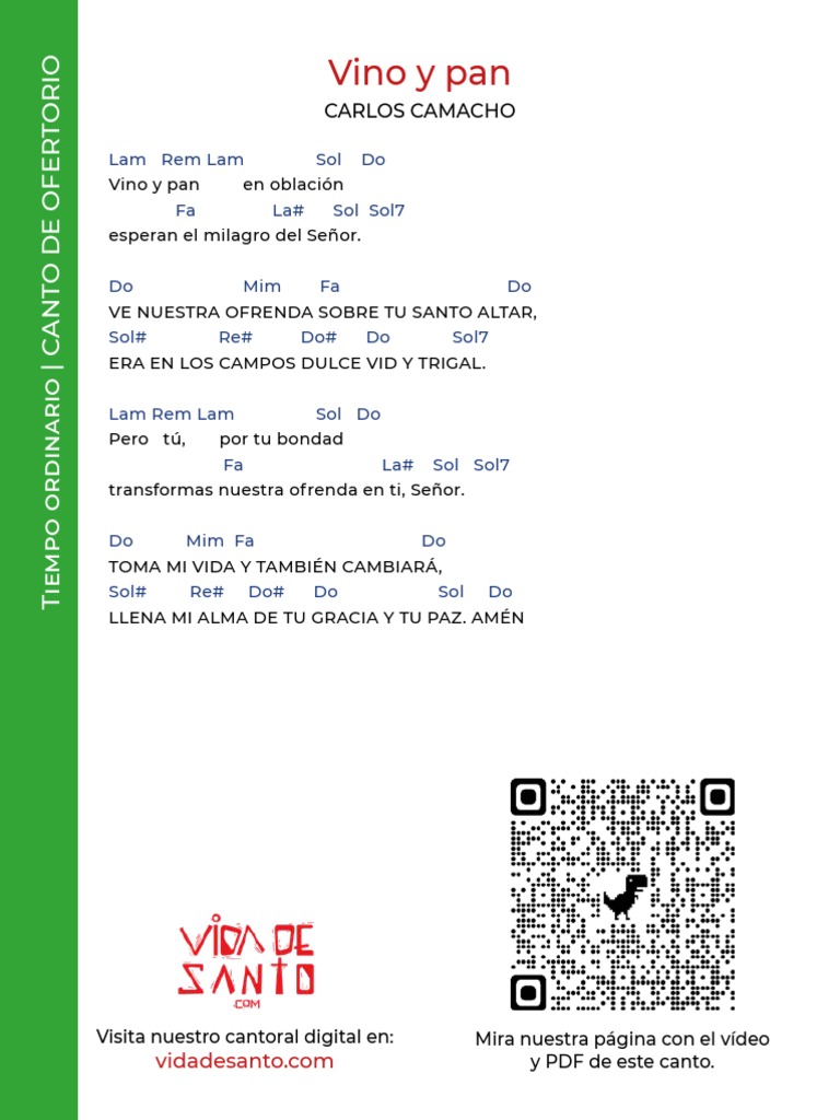 Vino y Pan Canto de Ofrendas Acordes y Letra | PDF