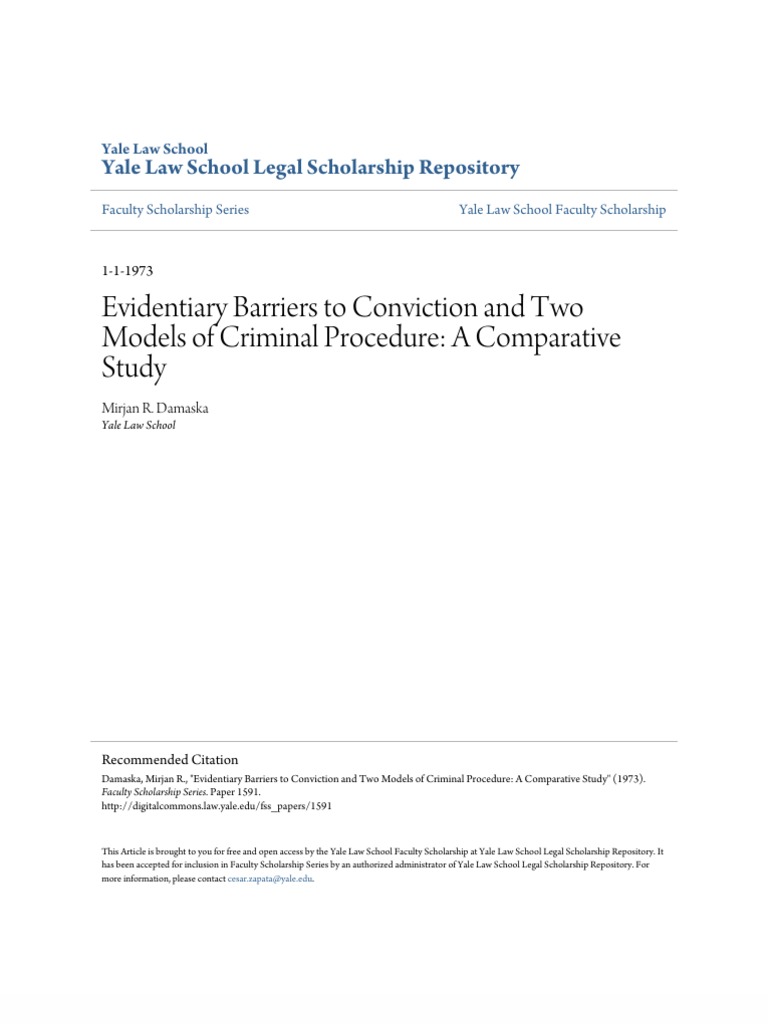 Evidentiary Barriers To Conviction (Damaska) | PDF | Evidence (Law ...
