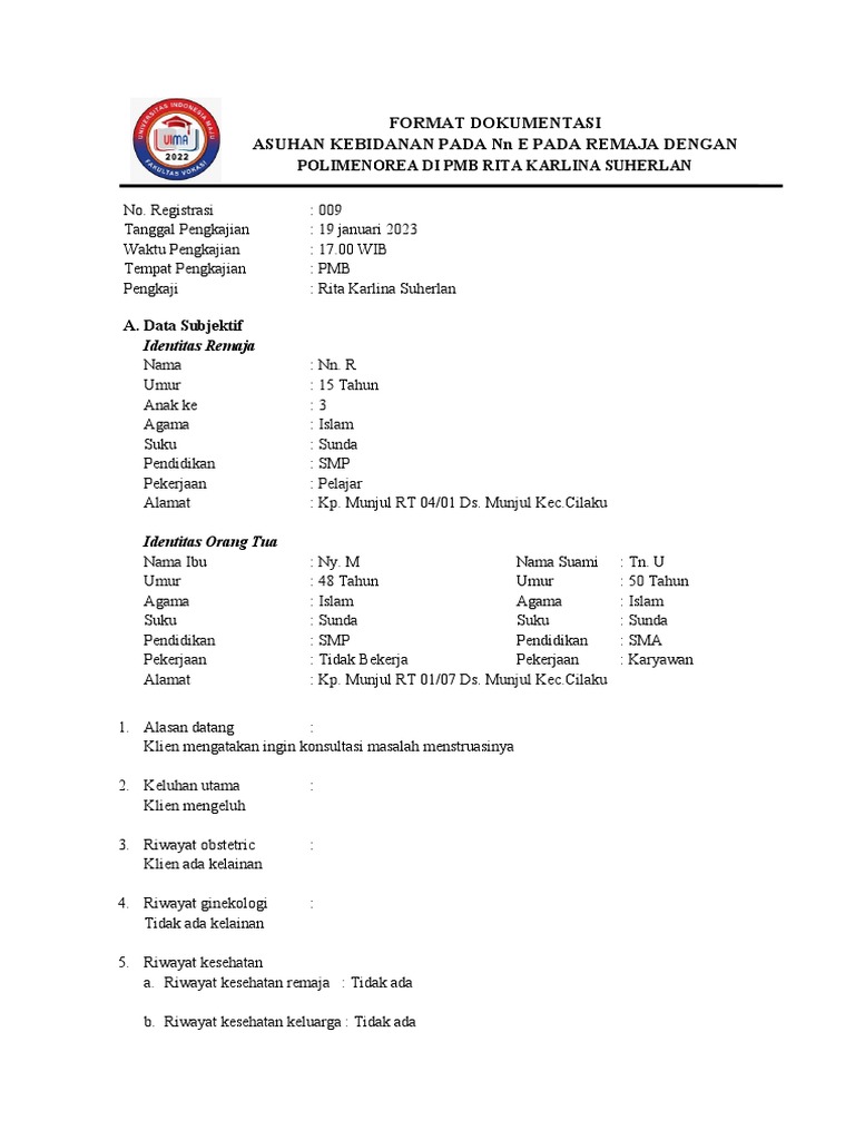 Format SOAP Remaja | PDF | Pengembangan Diri