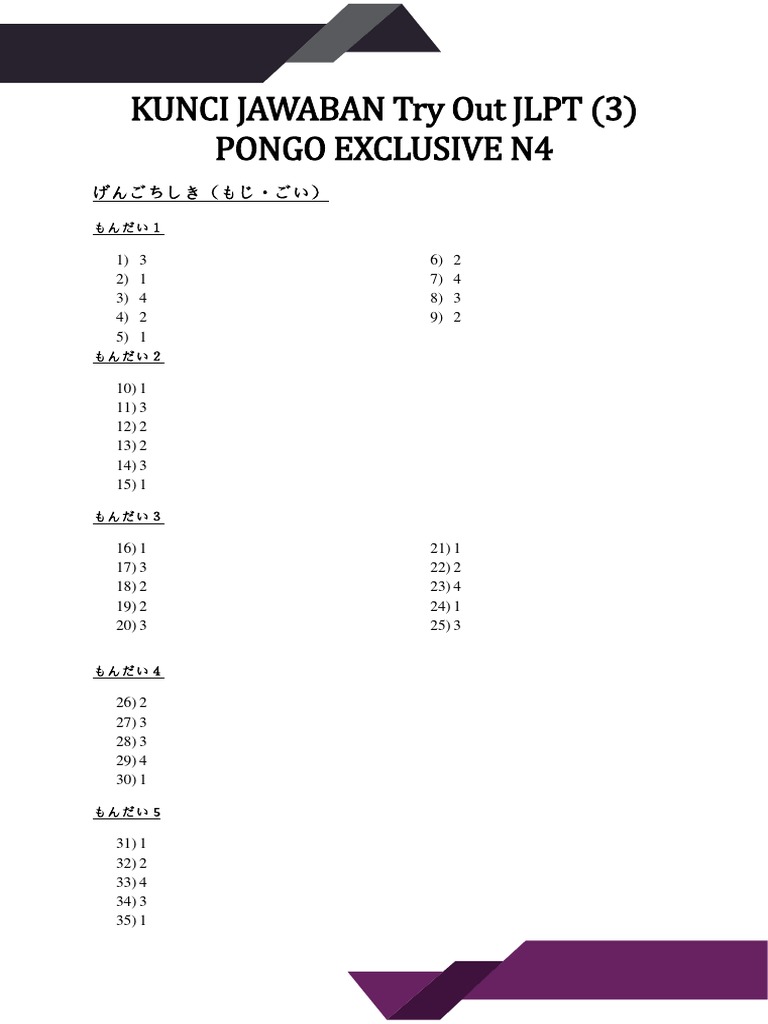 3 - Try Out N4 (3) - ANSWER | PDF