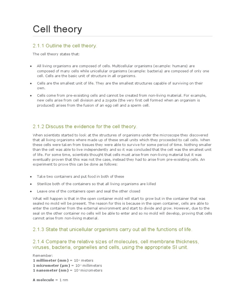 Cell Theory | PDF | Meiosis | Rna