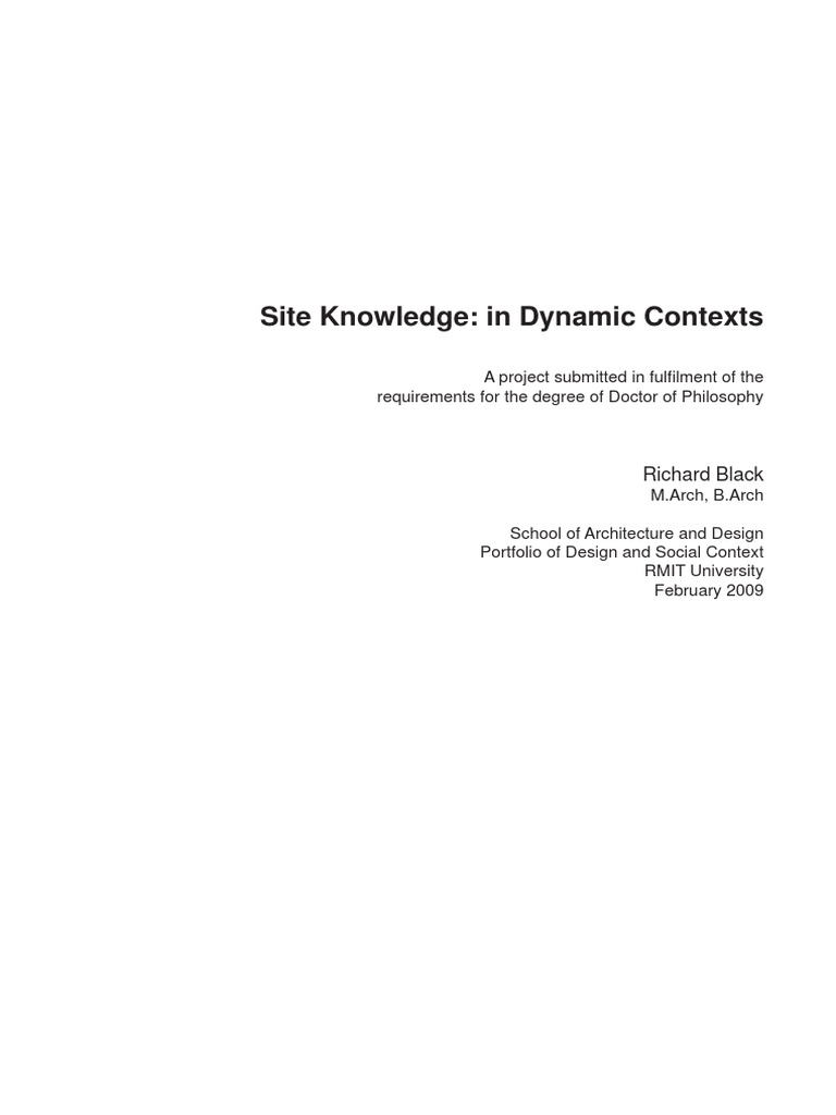 Site Knowledge: in Dynamic Contexts | PDF | Landscape | River