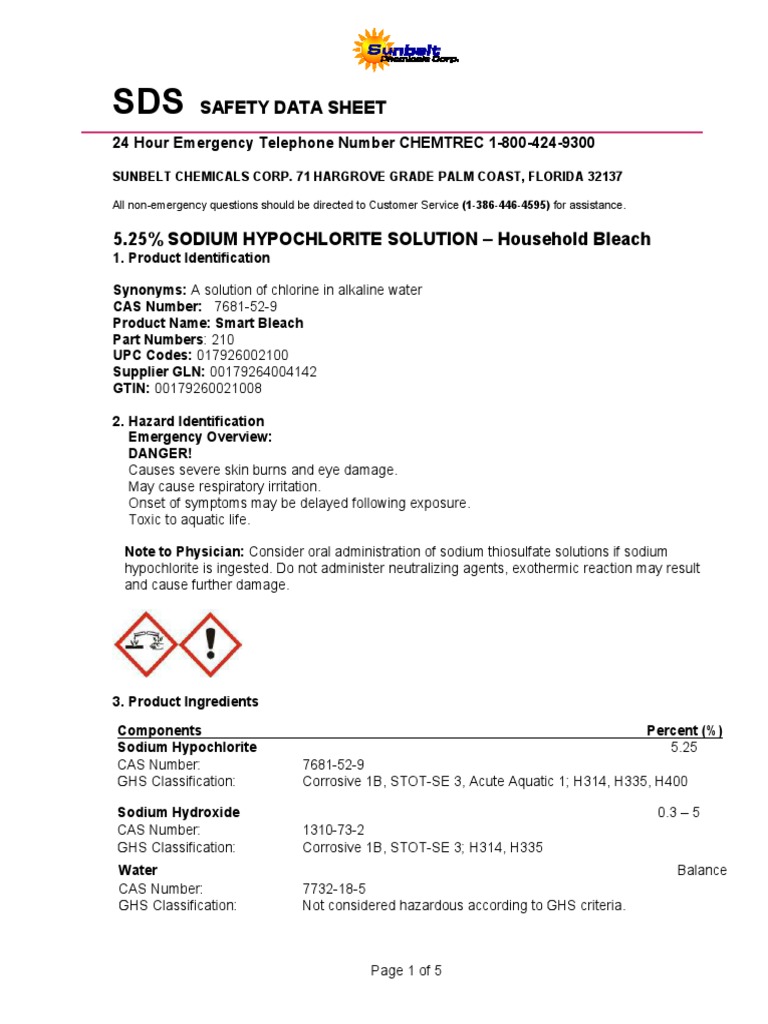 Bleach MSDS | PDF