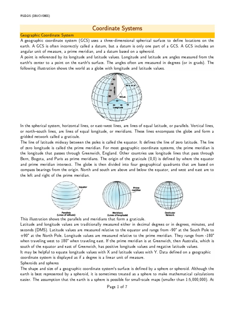Coordinate Systems | PDF | Latitude | Sphere
