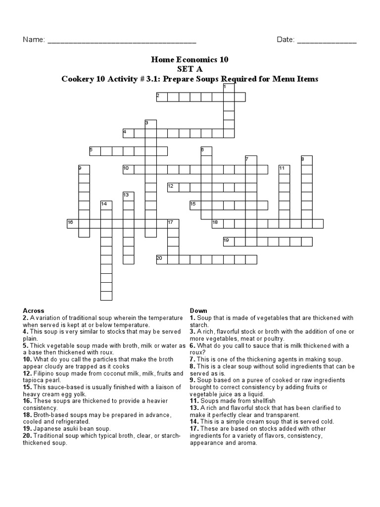 Set A Activity Sheets Soups and Sauces | PDF | Soup | Foods