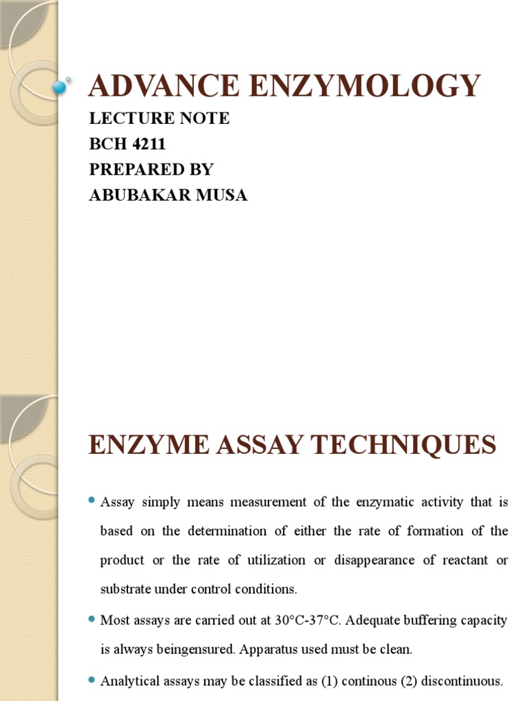 BCH 4211 Lecture Note | PDF | Enzyme Inhibitor | Enzyme