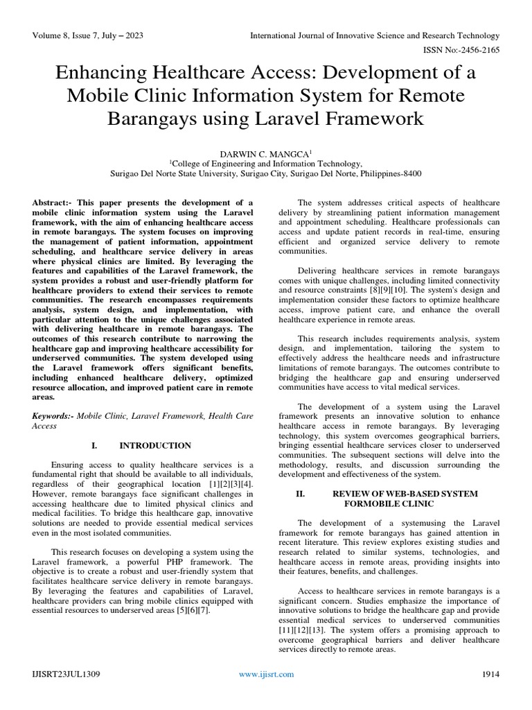 Enhancing Healthcare Access: Development of A Mobile Clinic Information ...