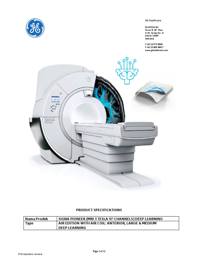 SIGNA Pioneer (MRI 3 TESLA 97-Channels) Deep Learning Specifications ...