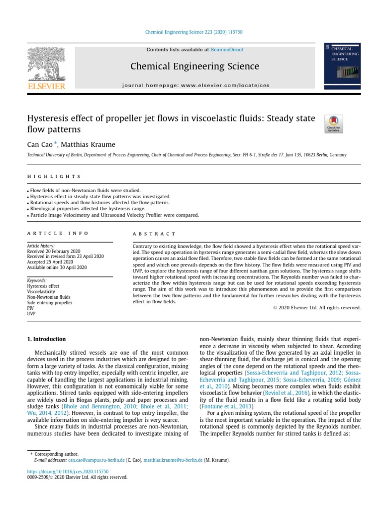 Hysteresis Effect Of Propeller Jet Flows In Viscoelastic Fluids Steady