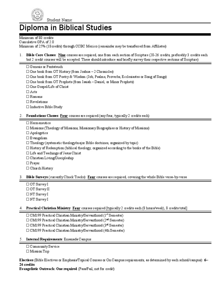 Biblical Studies Diploma Guide | PDF