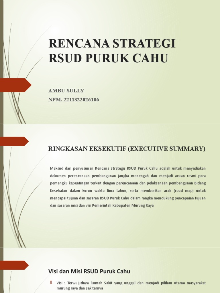 Rencana Strategis RSUD Puruk Cahu 2023 | PDF | Sains & Matematika