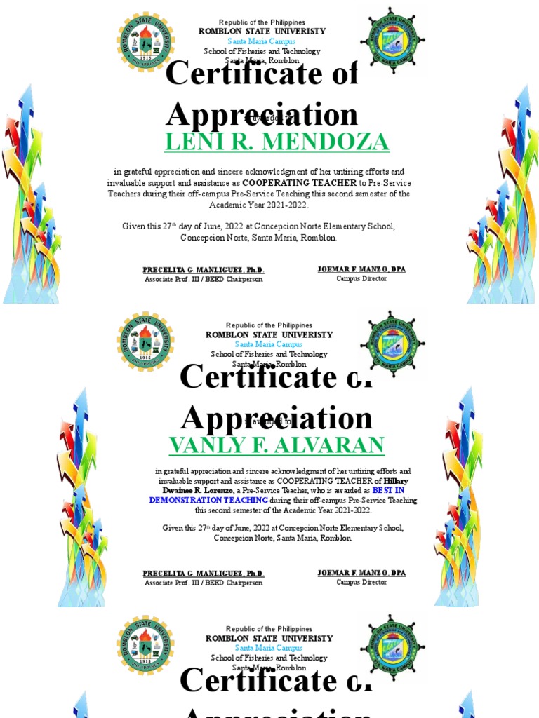 Certificate of Appreciation | PDF