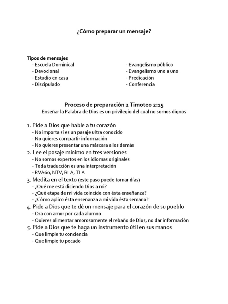 Cómo Preparar Un Mensaje | PDF Cómo Preparar Un Mensaje | PDF