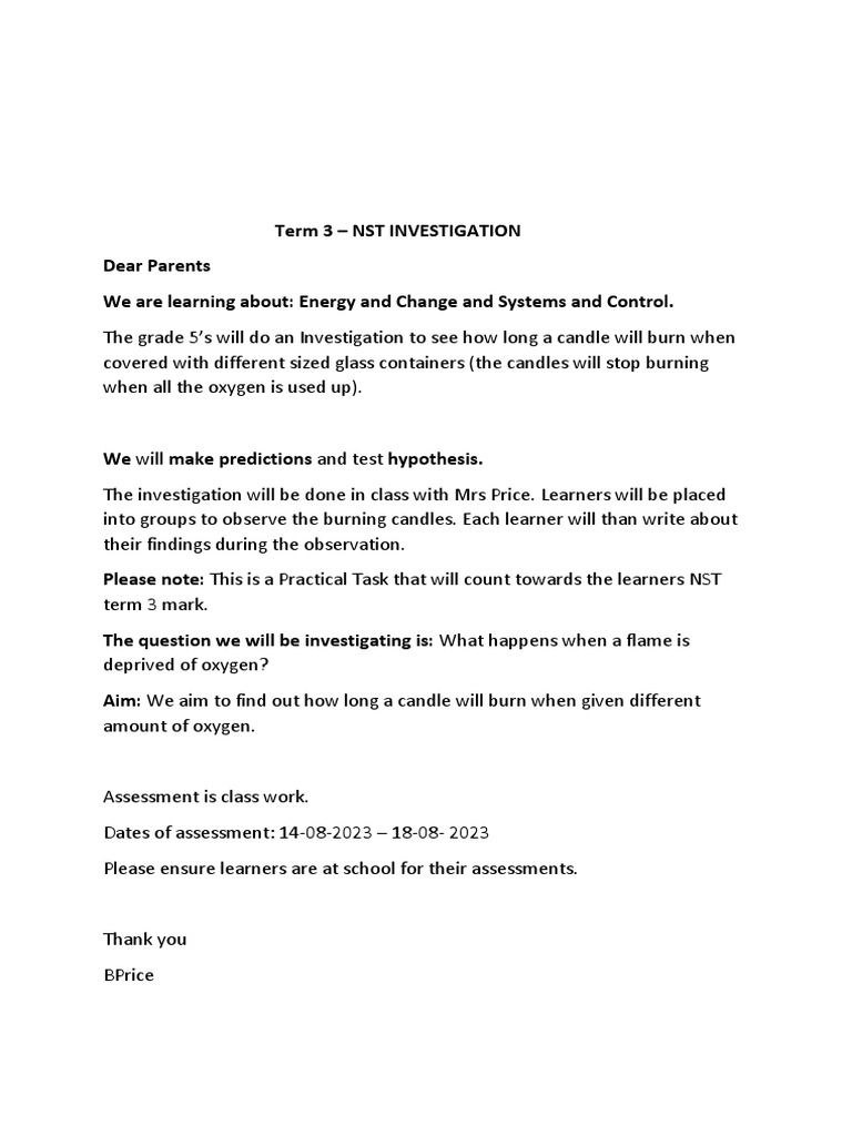 NST - Investigation Term 3 | PDF