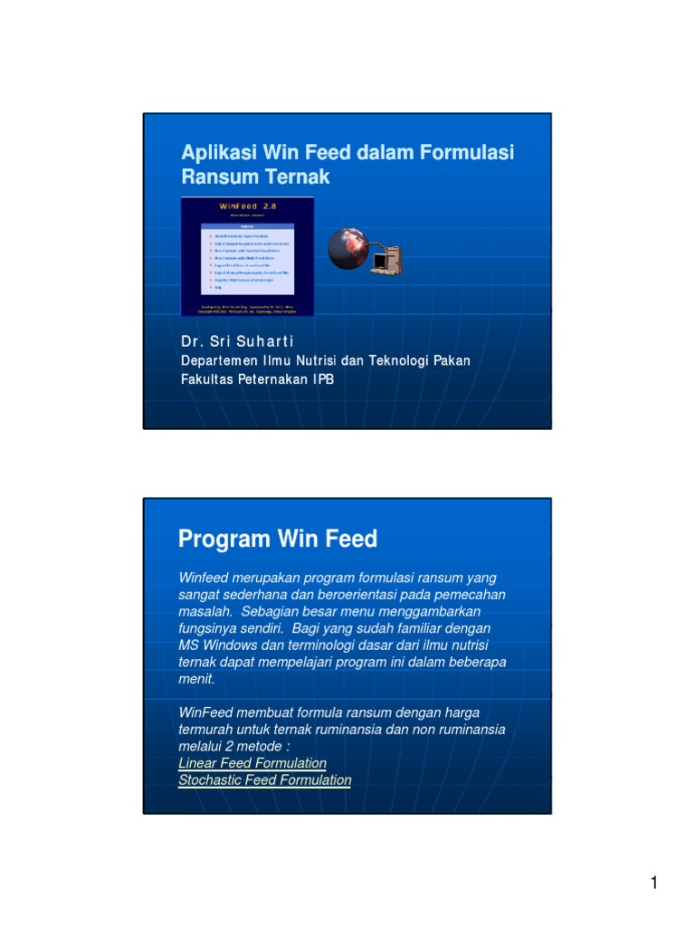 Adoc - Pub - Aplikasi Win Feed Win Feed Dalam Dalam Formulasi F | PDF