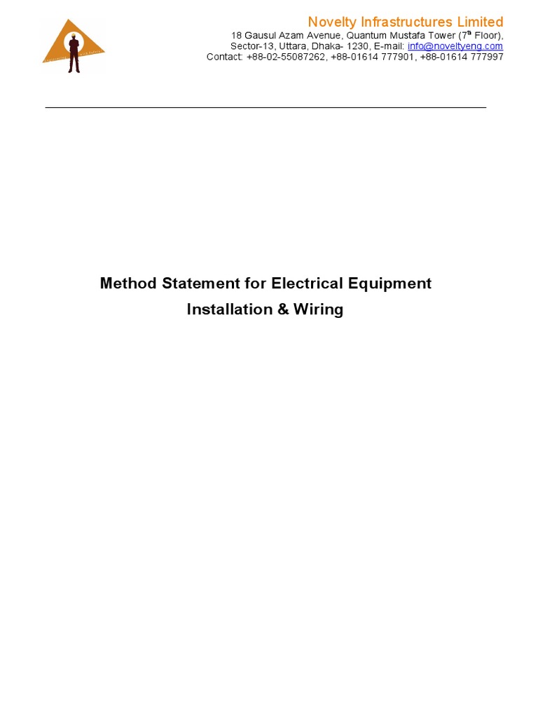 Method Statement For Electrical Equipment Installtion & Wiring | PDF