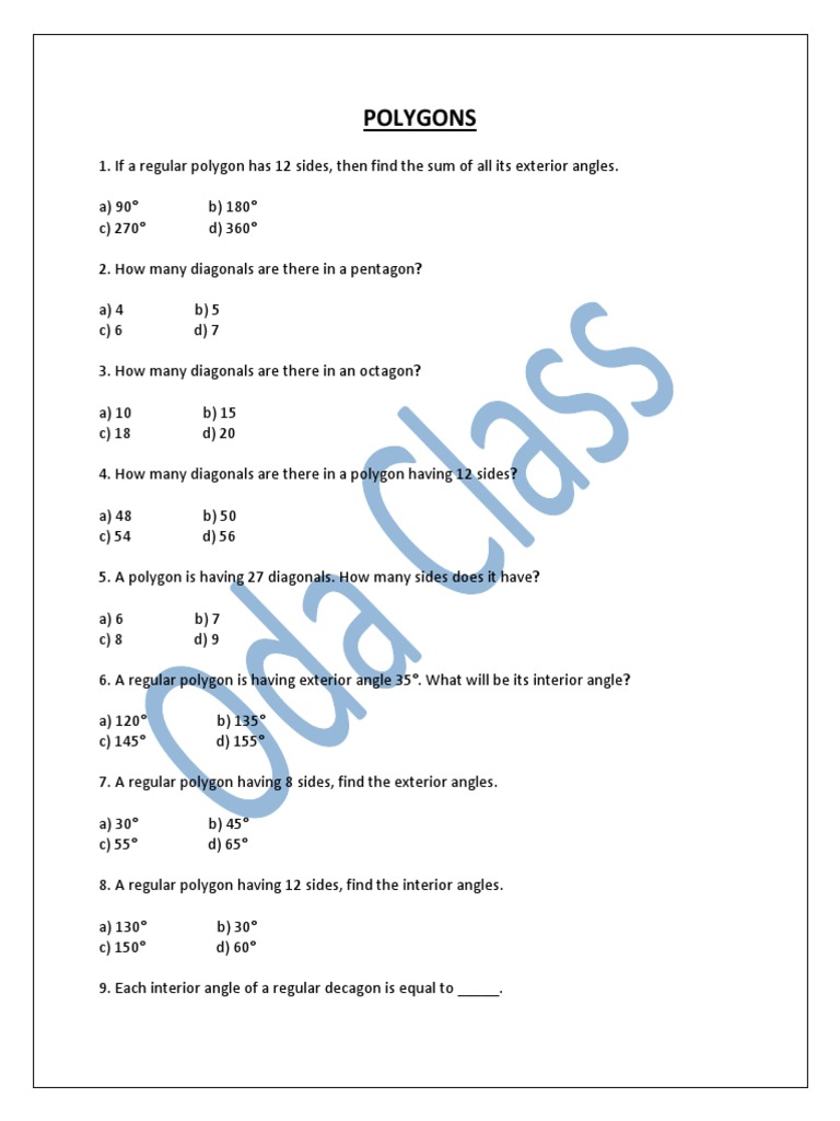 POLYGONS Worksheet | PDF