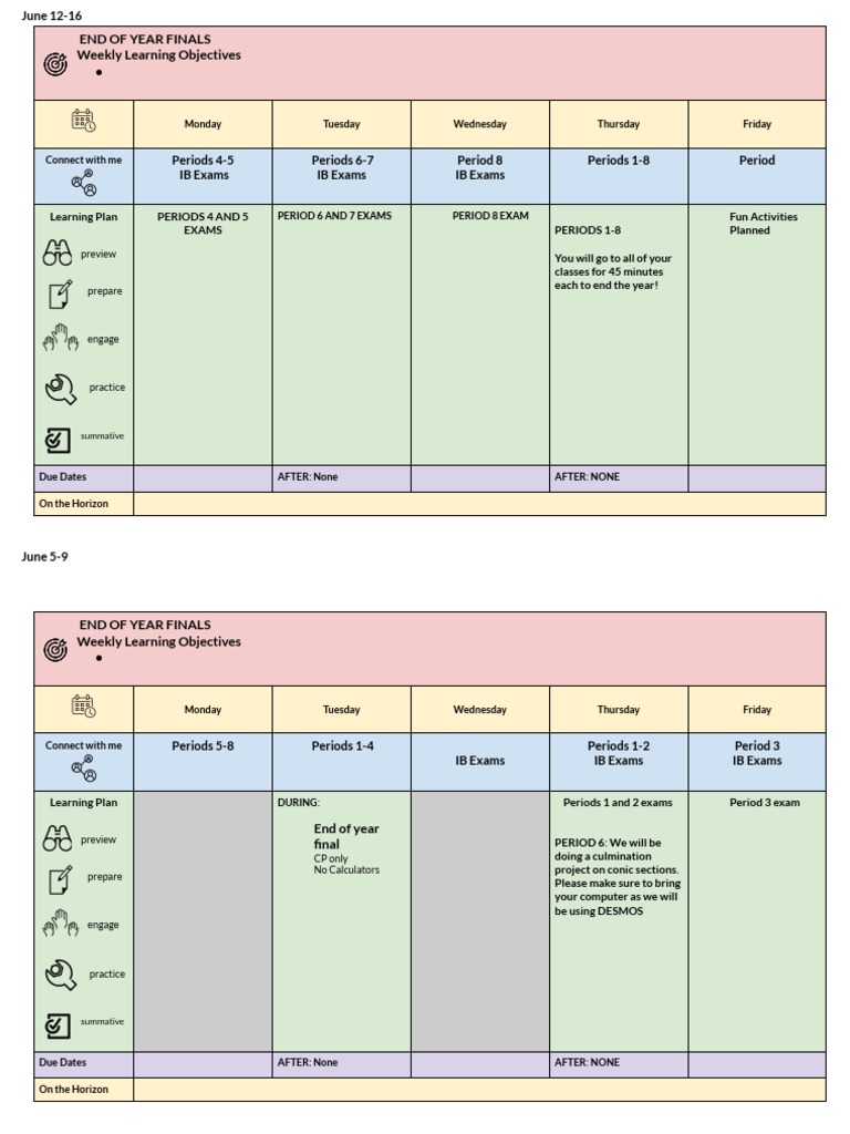 Period 2 - Precalculus Weekly Learning Plan | PDF | Trigonometric ...