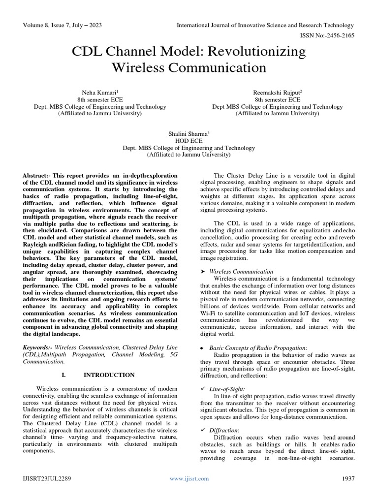 CDL Channel Model: Revolutionizing Wireless Communication | PDF | Mimo ...