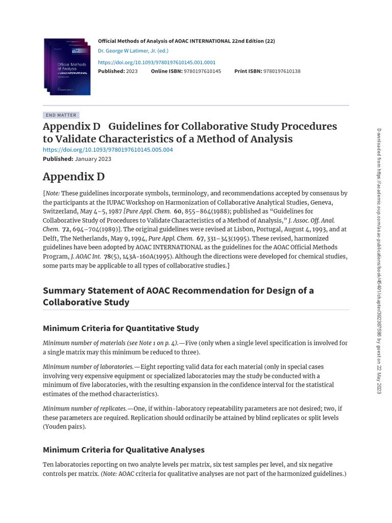 AOAC Official Methods 22nd Edition Overview | PDF | Detection Limit ...