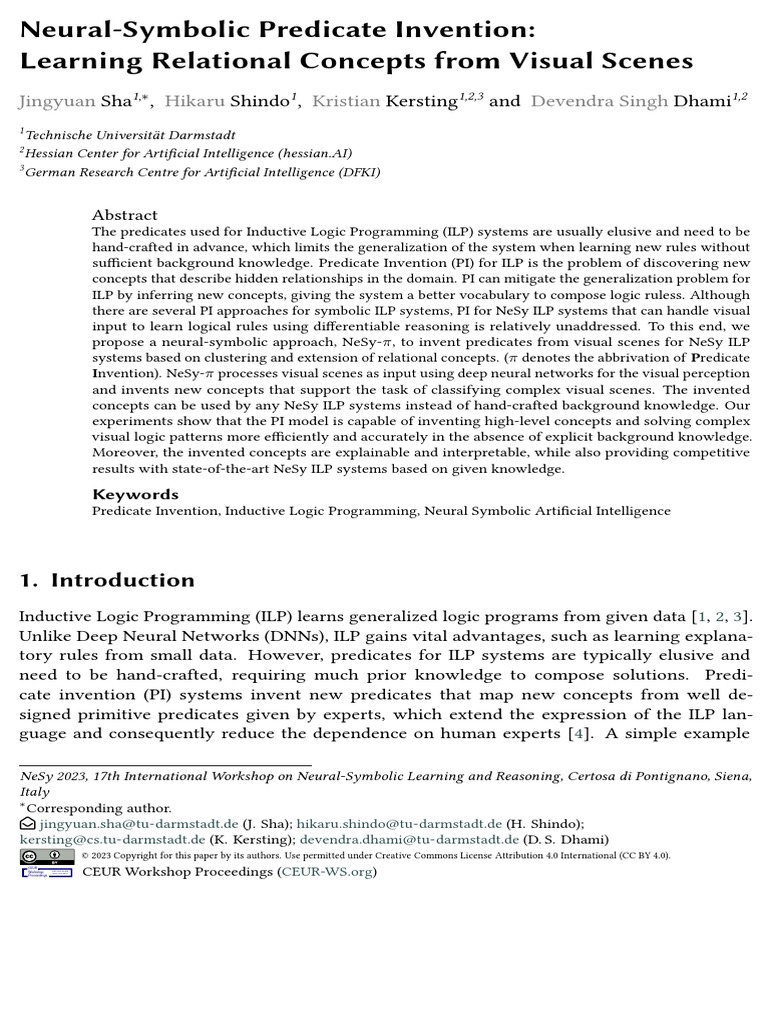 Neural Symbolic Predicate Invention Learning Relational Concepts From Visual Scenes 2023nesy