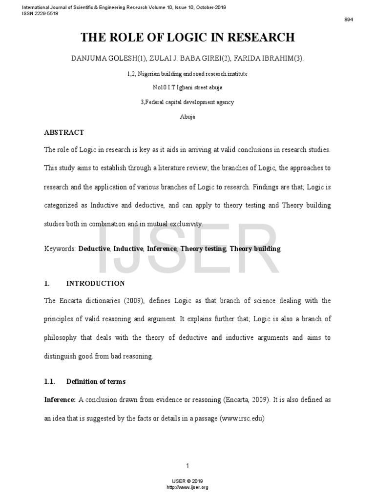 The Role of Logic in Research | PDF | Logic | Deductive Reasoning