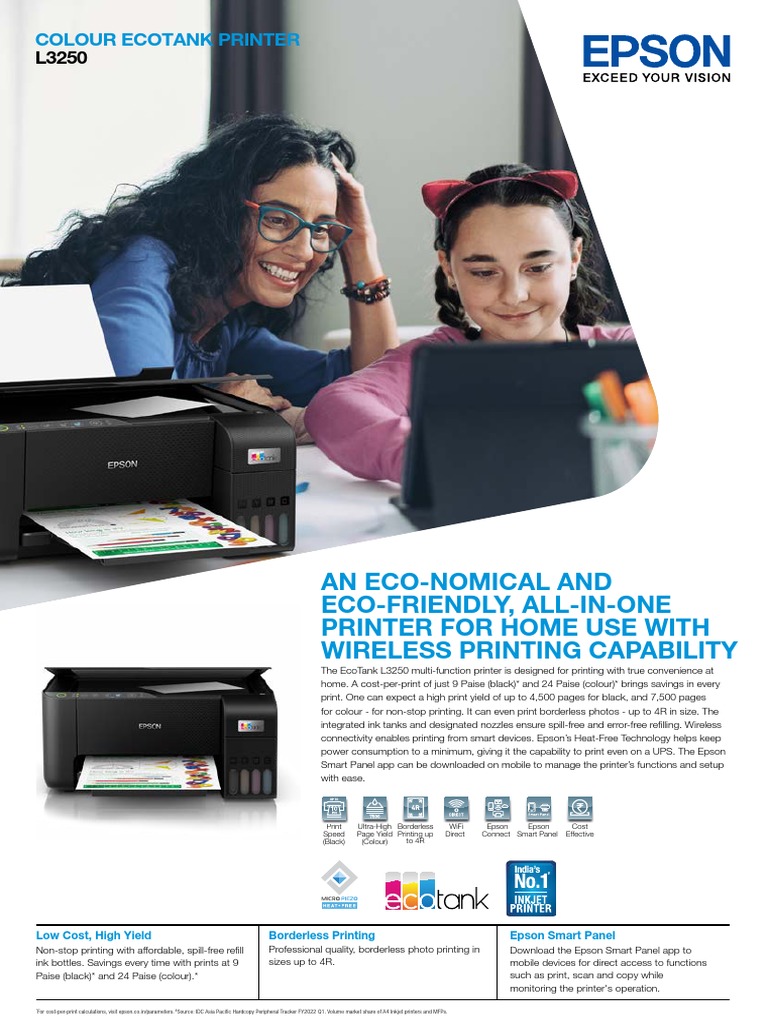 Epson L3250 Brochure | PDF | Image Scanner | Printer (Computing)