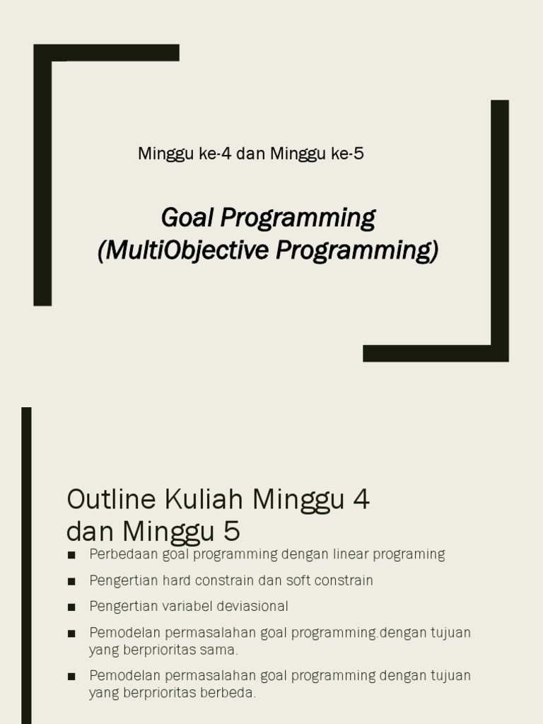 #Week 4 - Goal Programming | PDF