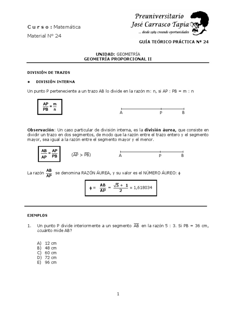 Geometría Proporcional: División y Teoremas | PDF | Objetos matemáticos ...