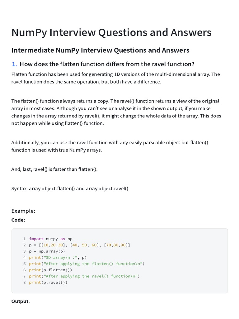 Kenny-230722-NumPy Interview Questions and Answers | PDF