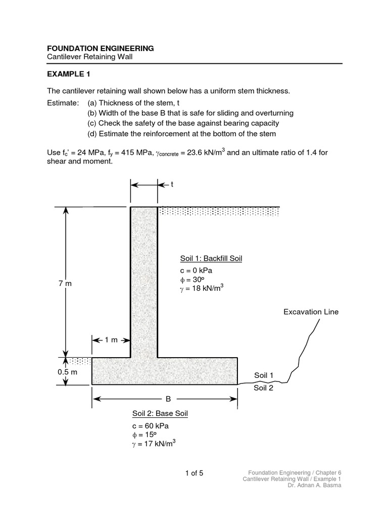 CWall Ex1 | PDF | Pascal (Unit) | Geotechnical Engineering