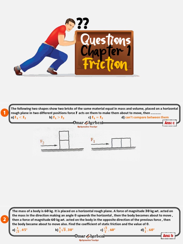 CH1 Statics Problems | PDF | Force | Friction