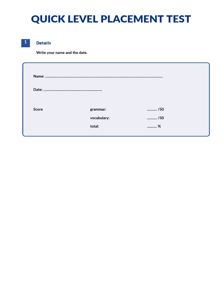 Quick Level Placement Test | PDF