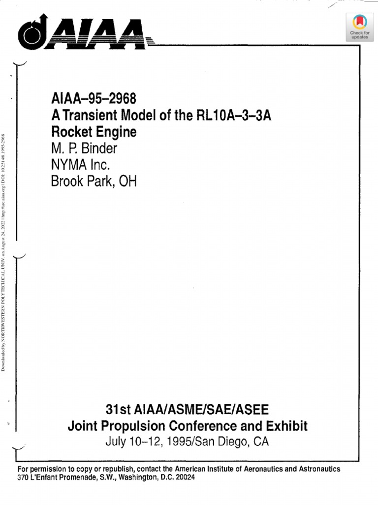 1995-A Transient Model of The RL10A-3-3A Rocket Engine | PDF ...
