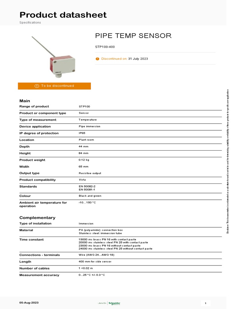 European HVAC Sensors - STP100-400 | PDF | Pipe (Fluid Conveyance ...