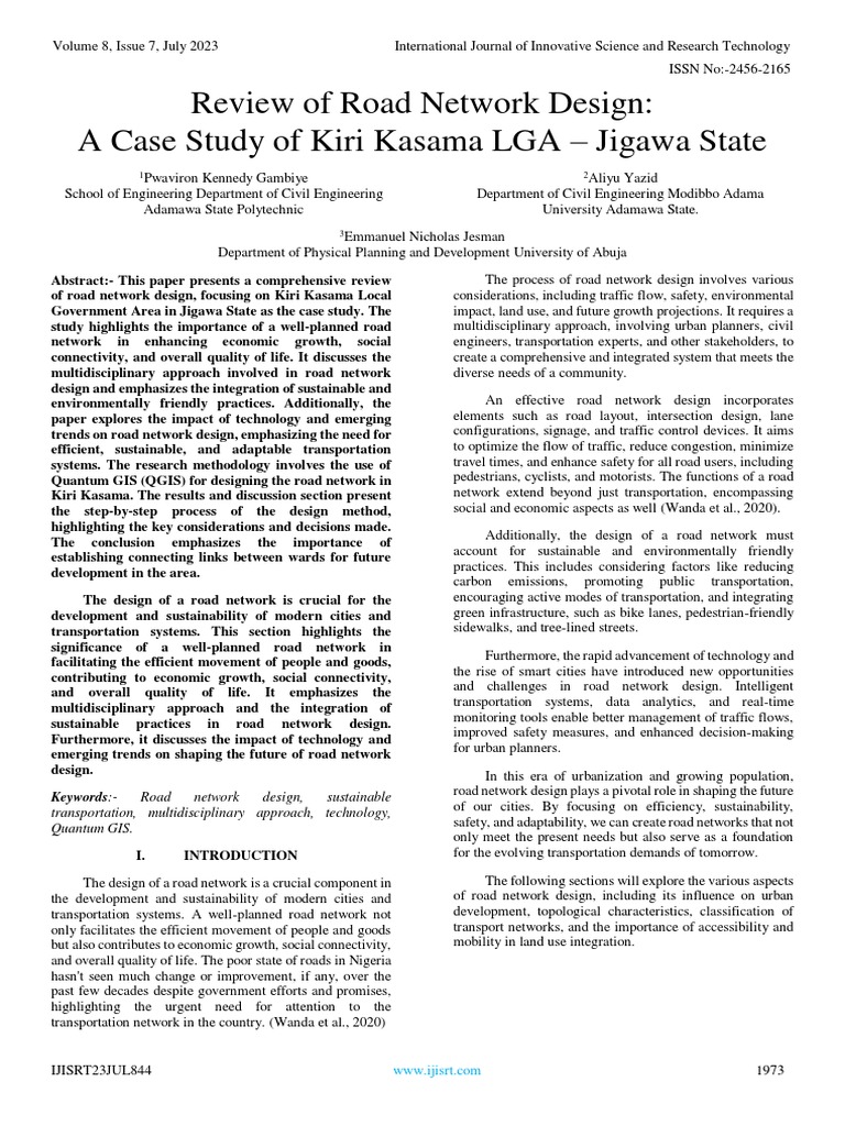 Review of Road Network Design: A Case Study of Kiri Kasama LGA - Jigawa State | PDF | Transport ...