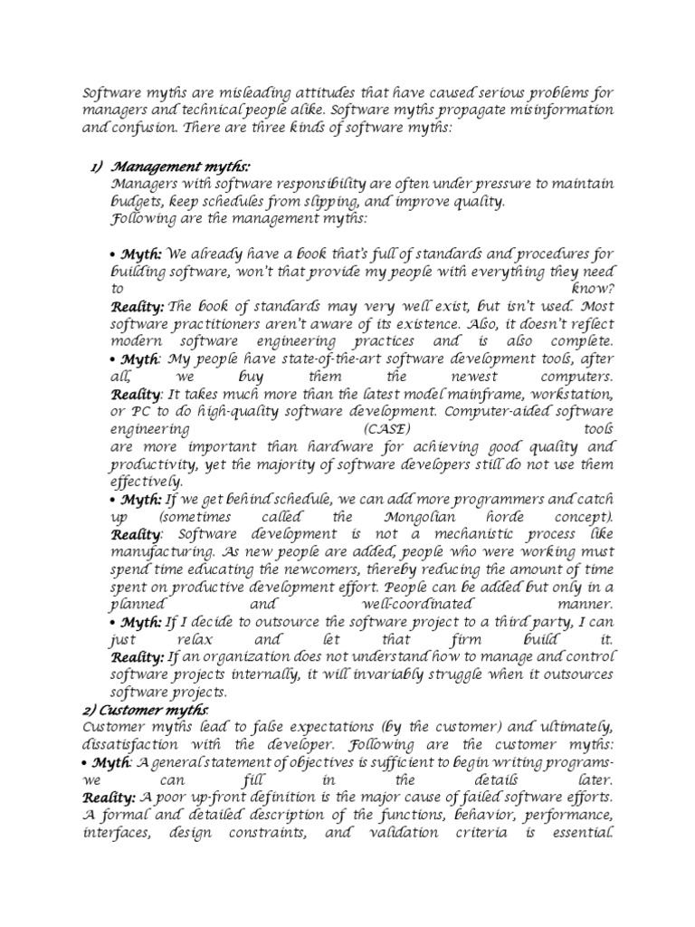 Software Myths | Download Free PDF | Software Development | Software Software Myths | Download Free PDF | Software Development | Software