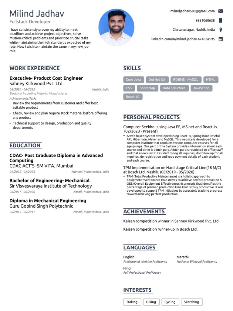 Milind's Resume | PDF