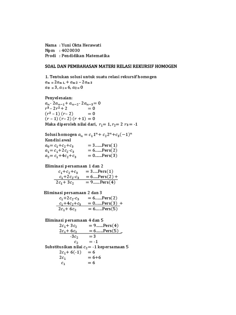 Kelompok+3 Relasi+Rekursif+Homogen | PDF