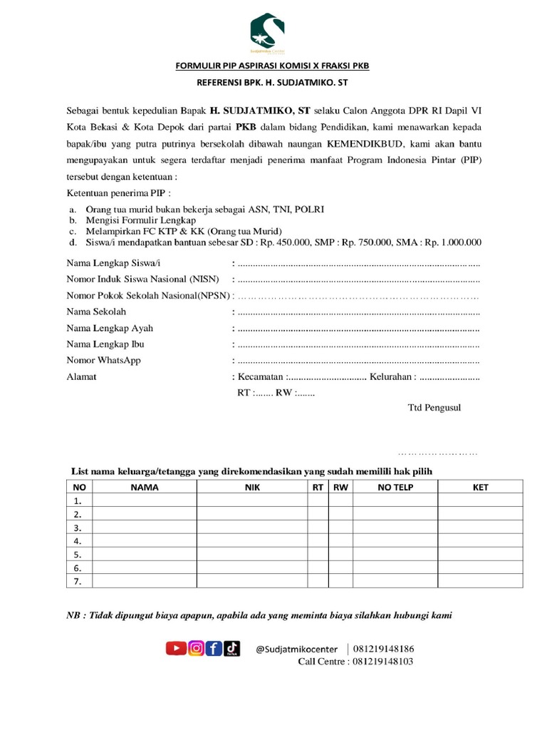 FORMULIR PIP ASPIRASI SC NEW (1) (1) | PDF