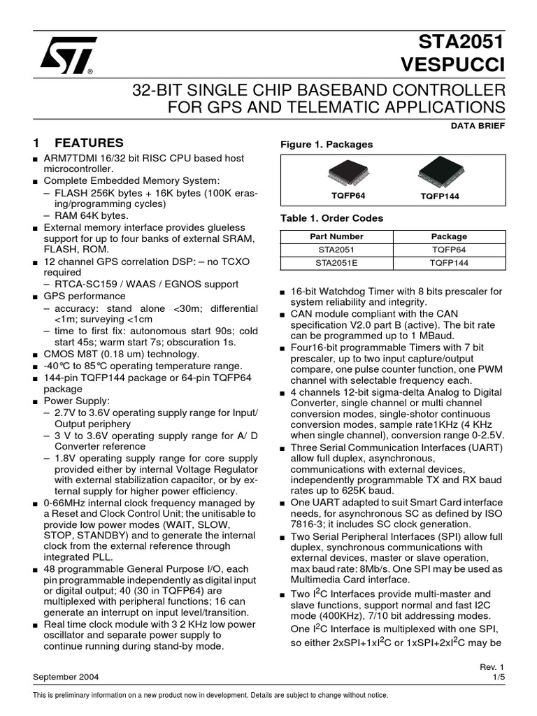 Sta2051 DB | PDF | Microcontroller | Integrated Circuit