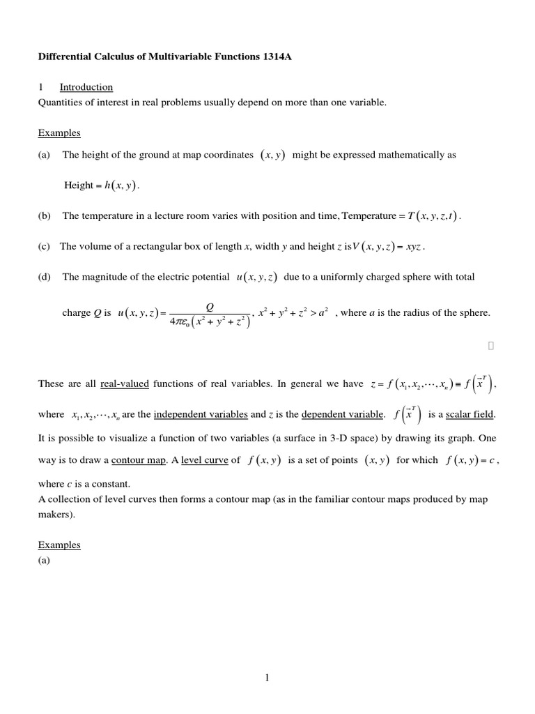 MA2001 - Differential Calculus of Multivariable Functions 1314A | PDF | Function (Mathematics ...