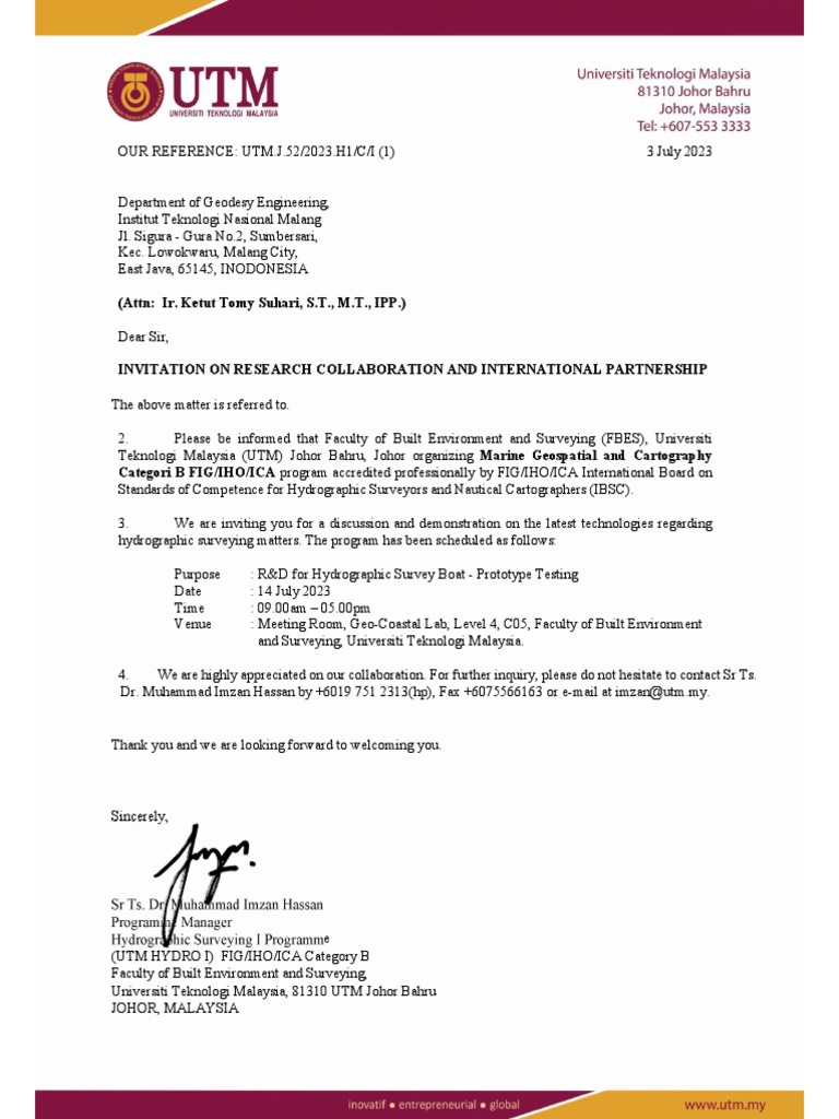 Collaboration Invitation Letter - Tomy | PDF