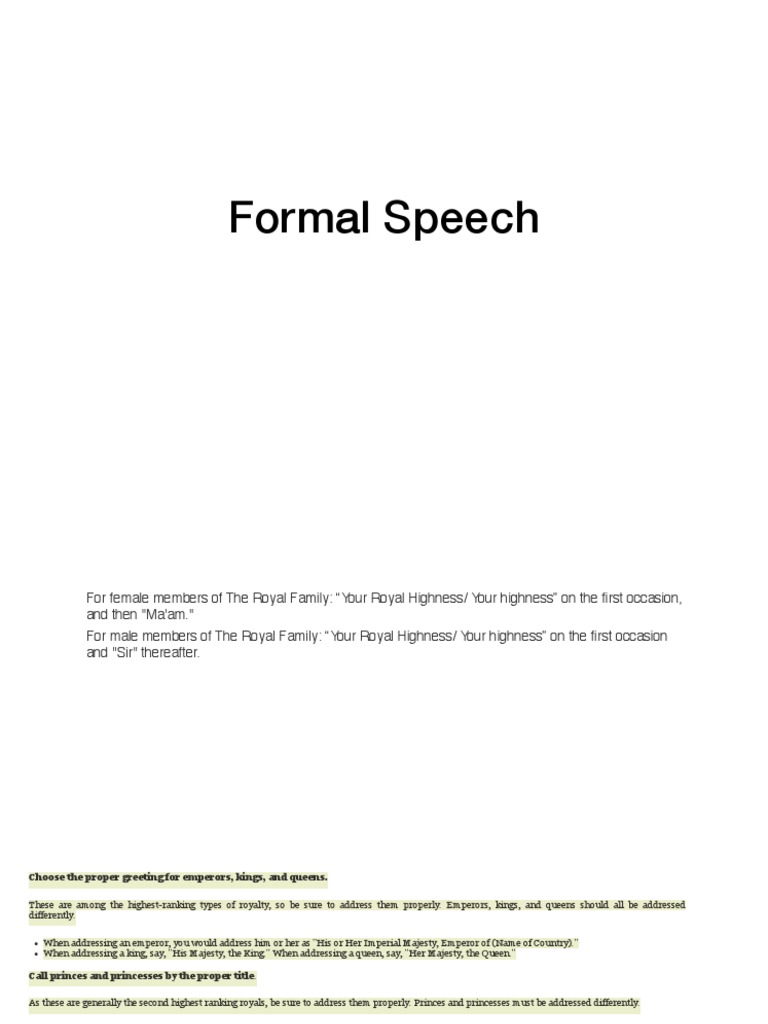 Formal Greetings for Royalty | PDF | Duke | Language Mechanics