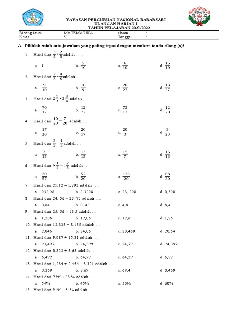 UH 1 KLS 5 Tahun 2021 | PDF