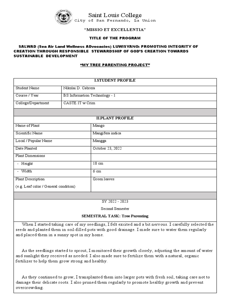 Tree Parenting 2nd Sem | PDF | Trees | Seedling