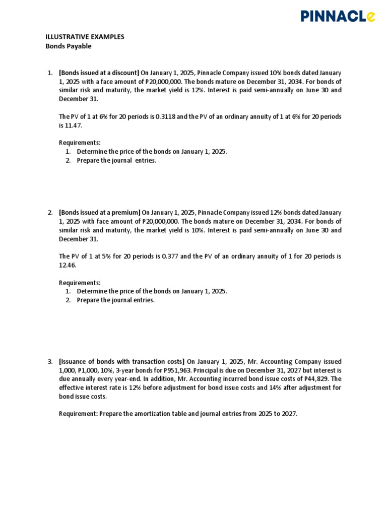Illustrative Examples - Bonds Payable | PDF | Bonds (Finance) | Interest